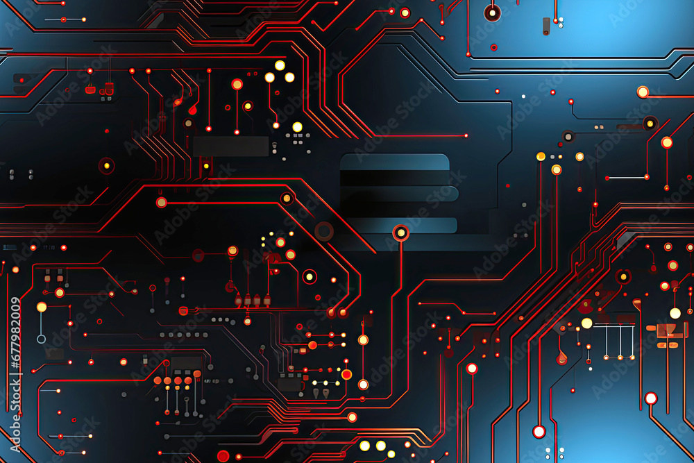 seamless pattern with texture of digital circuit lines connecting a ...