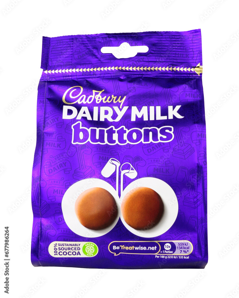 Cadbury dairy milk chocolate buttons in a 119g pouch pack Stock Photo ...