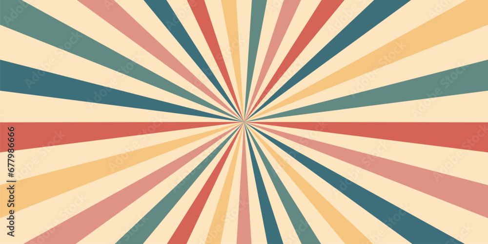 Carnival or circus retro background, sunlight vintage rays layout with sunbeam burst, vector ...