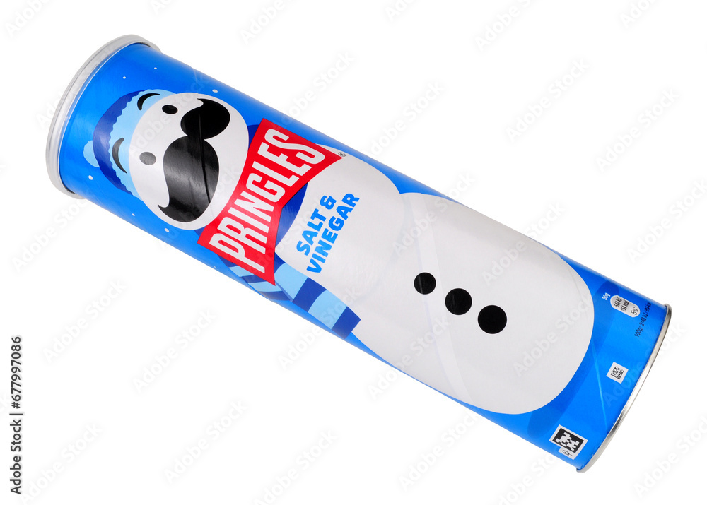 Pringles salt and vinegar flavour savoury snacks in a Christmas themed ...