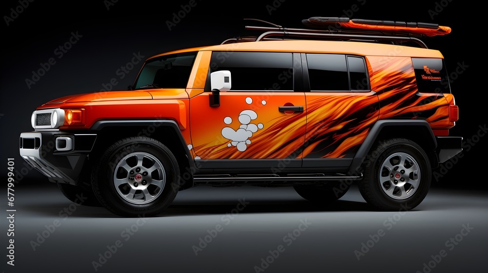 Fast car flames illustration design art. Row of various rainbow colored ...