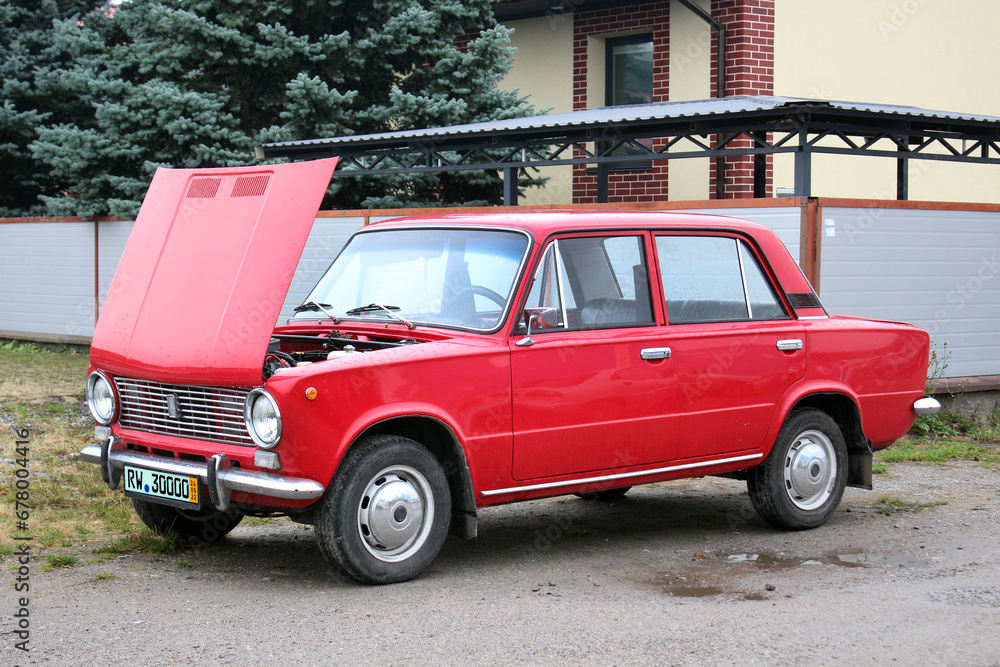 Vinnytsia, Ukraine; November 08, 2023. Old Soviet USSR car VAZ 2101 ...