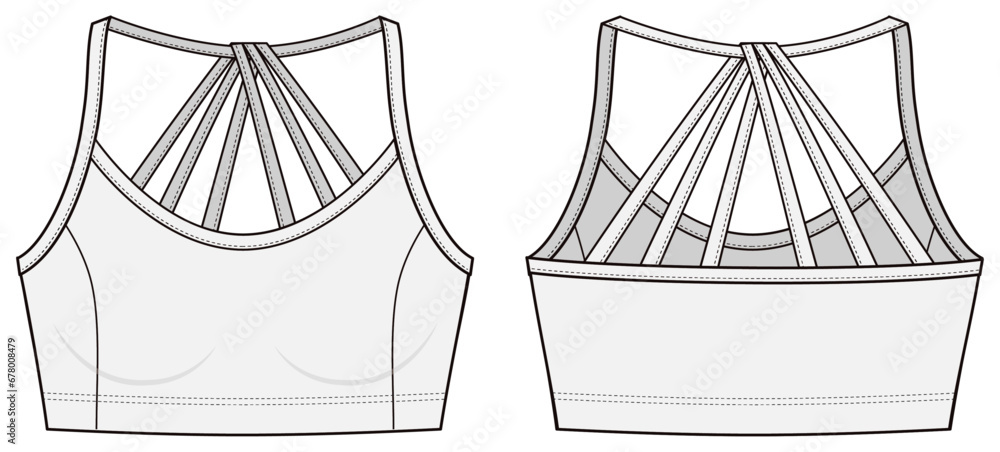 Vetor de Illustration of active bra, Fashion Flat Sketch Vector ...