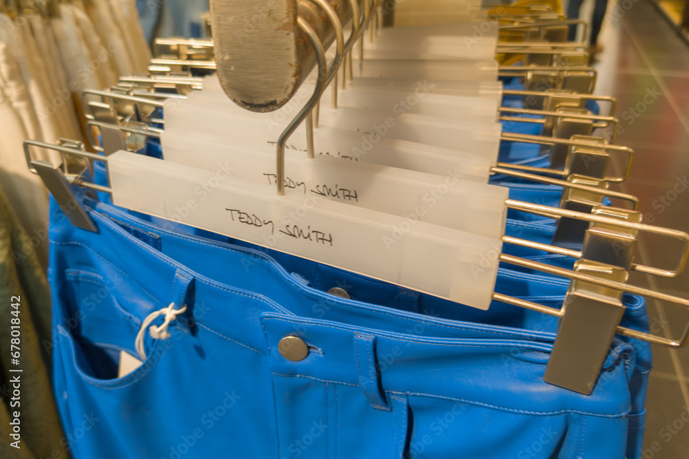 Teddy Smith logo sign store French brand text in shop chain of jeans ...