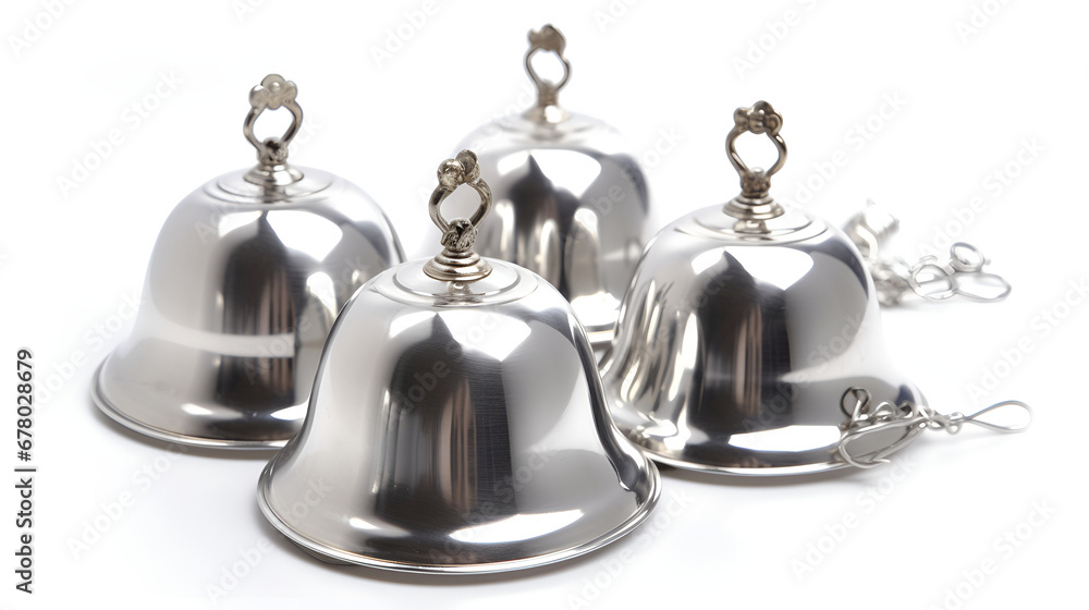 silver bells on a white background, Stage for the christmas on white ...