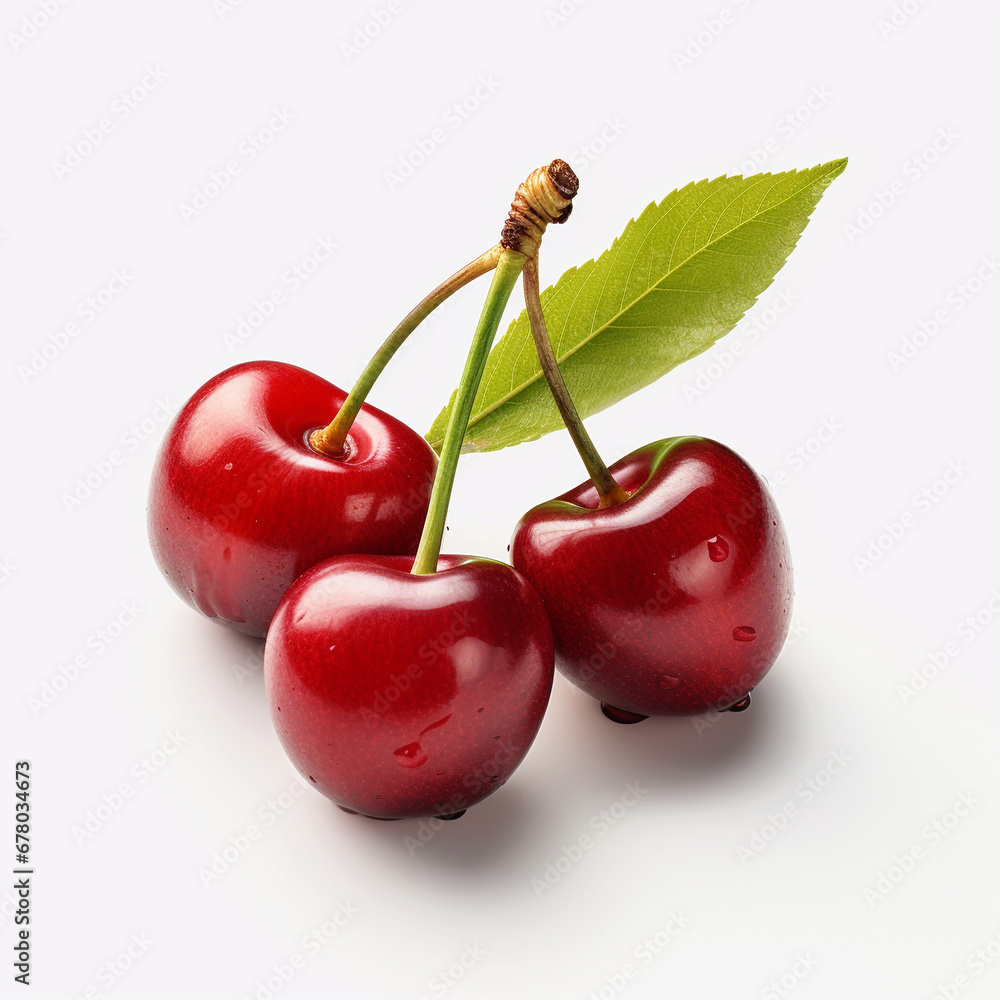 Fresh and Vibrant Cherry Composition on White Background, Realistic ...