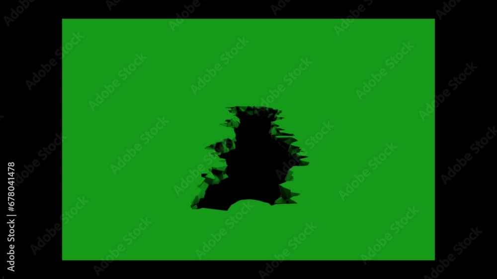 Collapsing animation of earth surface with green screen background ...