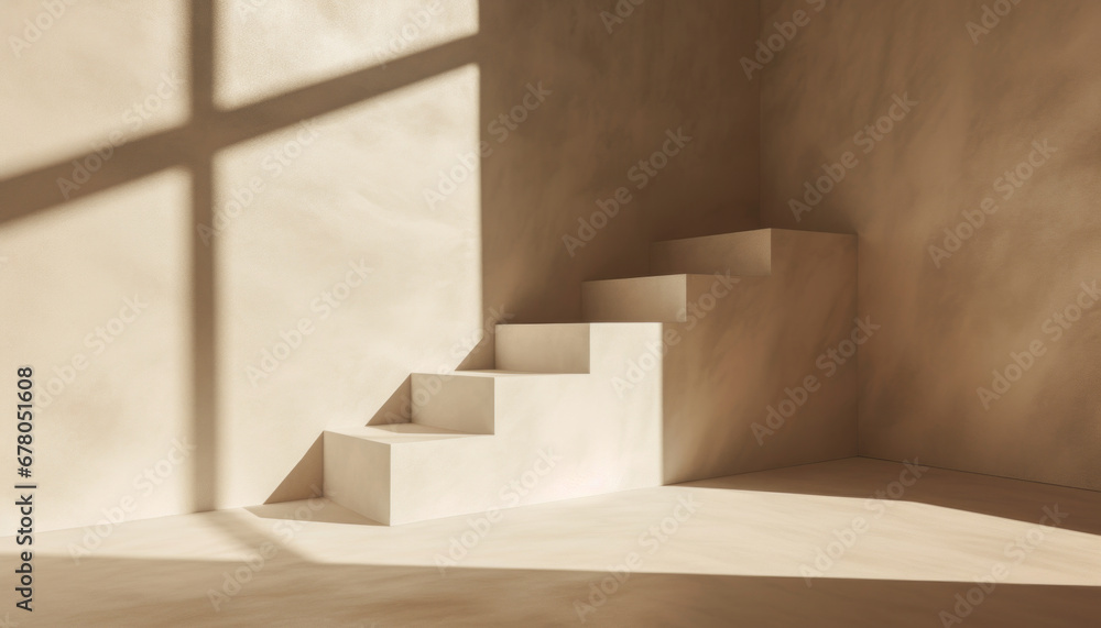 Modern abstract background from stairs with geometry sunlight and ...