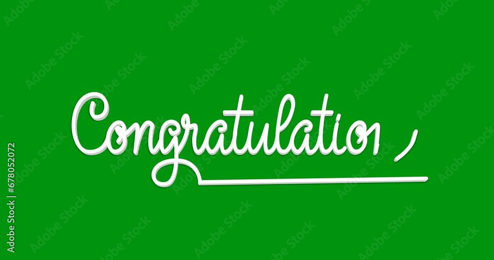 Congratulations animation. handwritten text calligraphy on the green ...