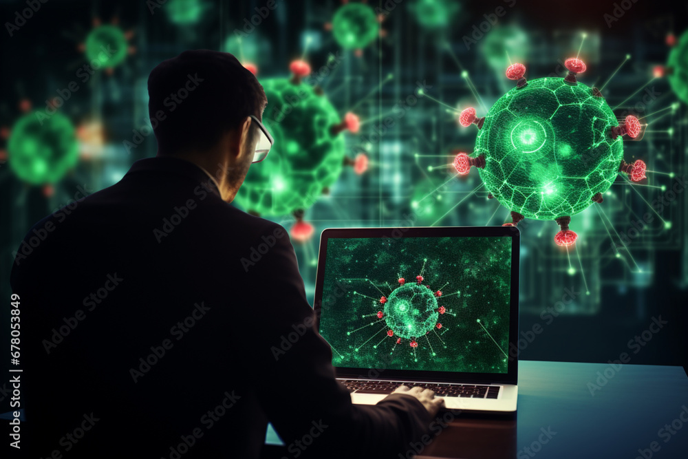 Malware attack virus alert , malicious software infection , cyber ...