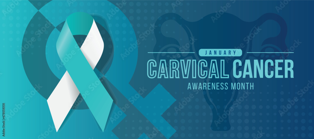 Cervical Cancer Awareness Month text and teal white cancer awareness ...