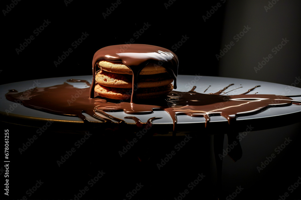Generative AI illustration of delicious stack of crunchy cookies on ...