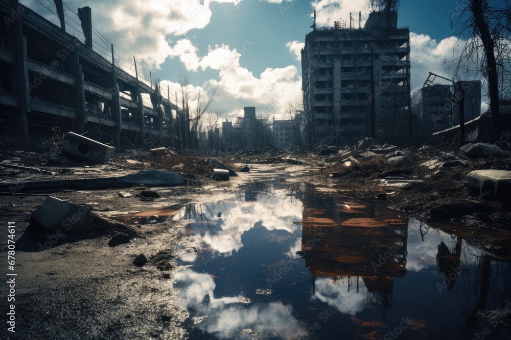 Apocalyptic View Of Chernobyl Nuclear Power Plant After Catastrophe