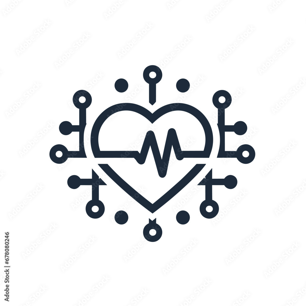 Med tech software development monochrome line logo. User centricity ... Med tech software development monochrome line logo. User centricity ...