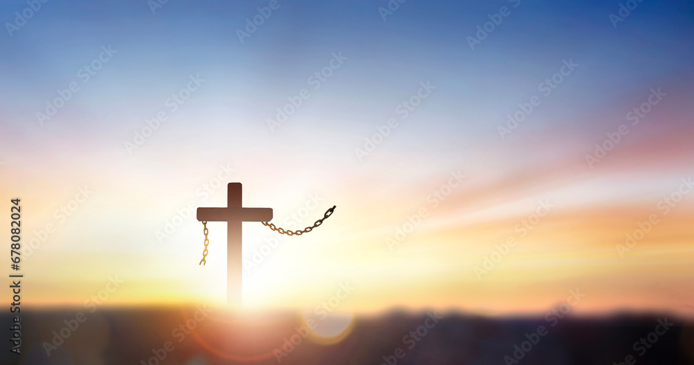 Poster Cross of jesus christ break barrier wire on calvary sunday ...