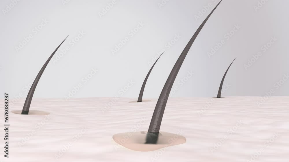 Oily and normal skin. 3d animation shows how too much oil is produced ...