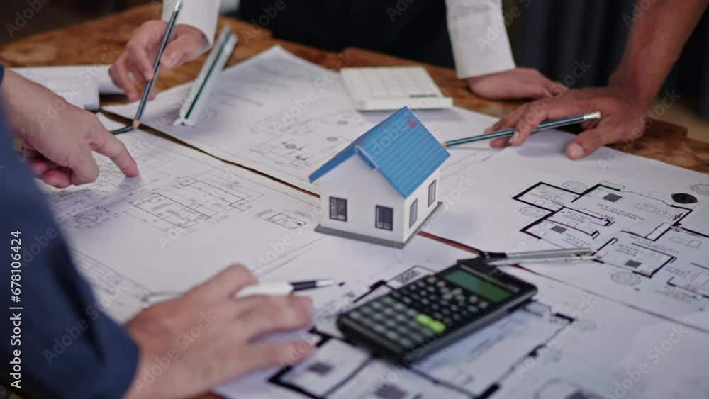 Close up of hands working brainstorming and measuring for cost ...