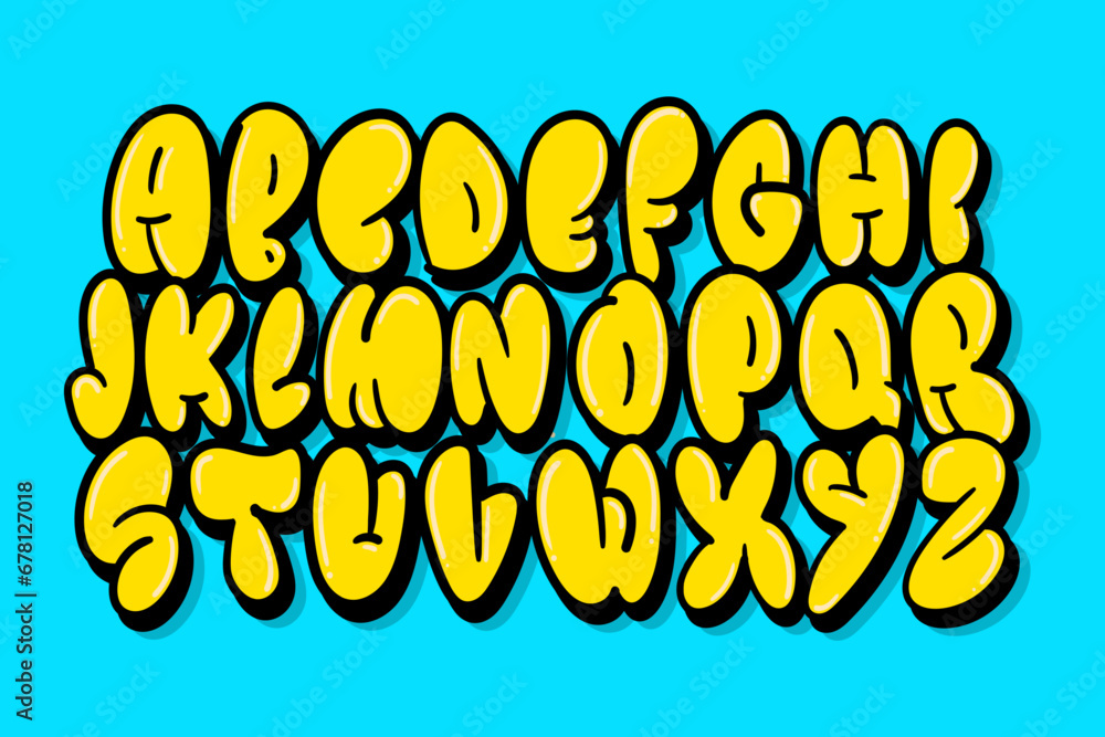 Vetor de Modern graffiti font effect. Street art bubble graffiti font ...