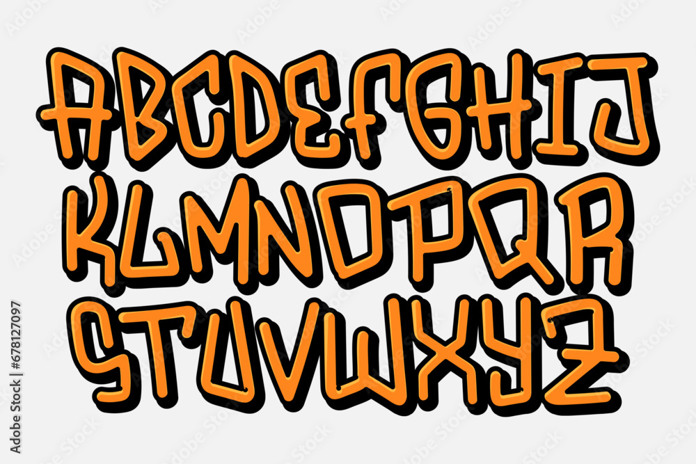 Modern graffiti font effect. Street art bubble graffiti font style for ...