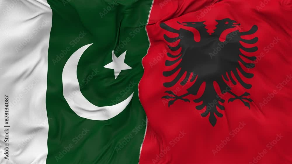 Pakistan and Albania Flags Together Seamless Looping Background, Looped ...