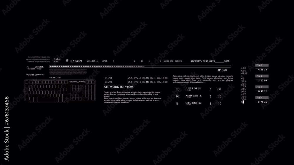 UI HUD element. Code text animation.2GFX Technology Sci Fi 2D texture.User Interface data ...