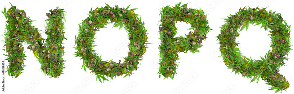 weed and buds font letters 3d render n o p q Stock Illustration | Adobe ...