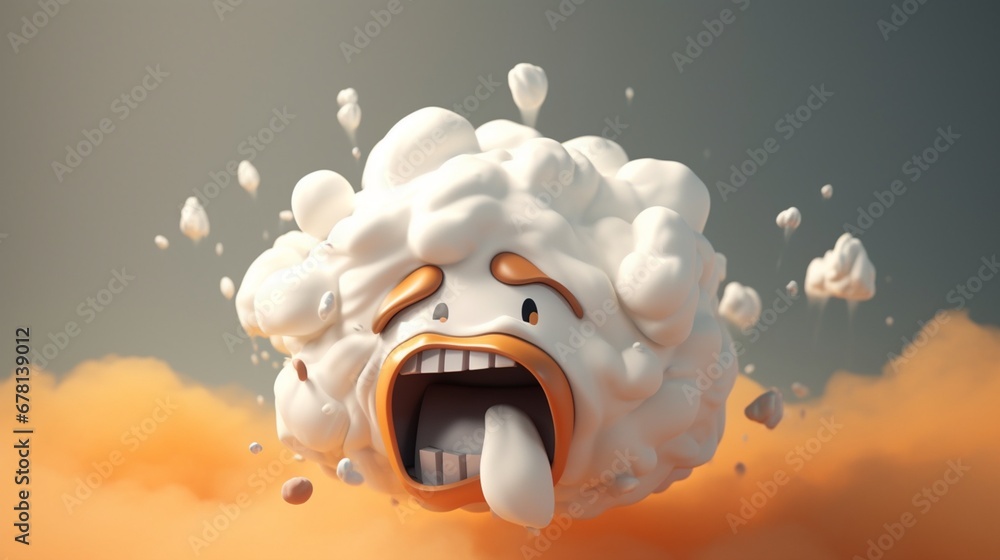 Emoticon with angry face scream and cloud cartoon illustration picture ...