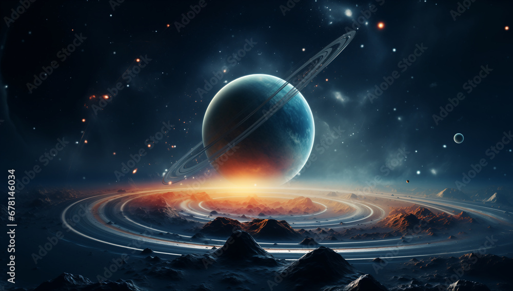 Giant planets, planetary rings, comets, meteorites，alien planet with ...