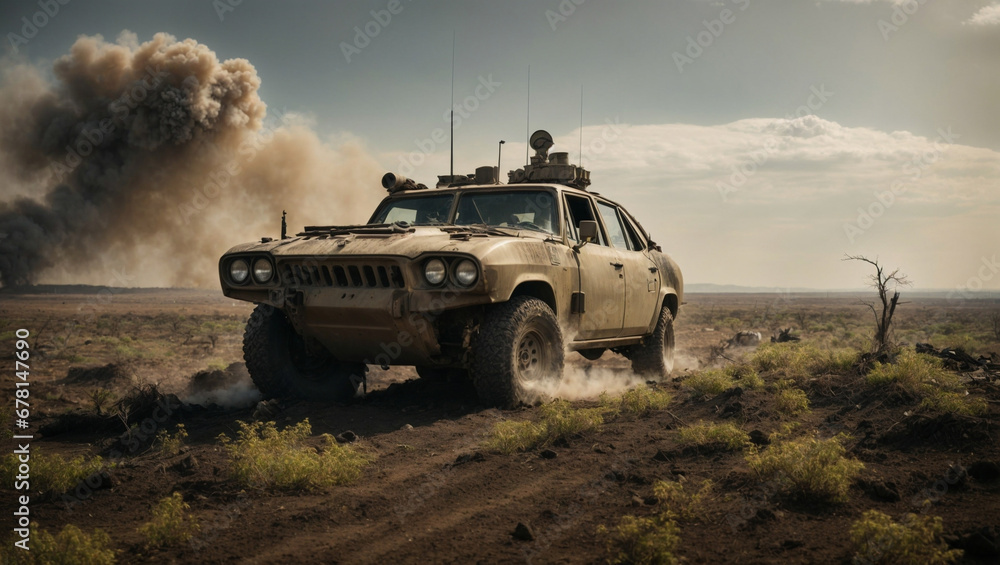 Foto de War's and environmental pollution impact on nature. A thriving ...