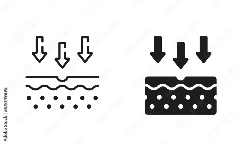 Skin Nutrition Concept. Penetration of UV Ray to Skin Symbol Collection ...