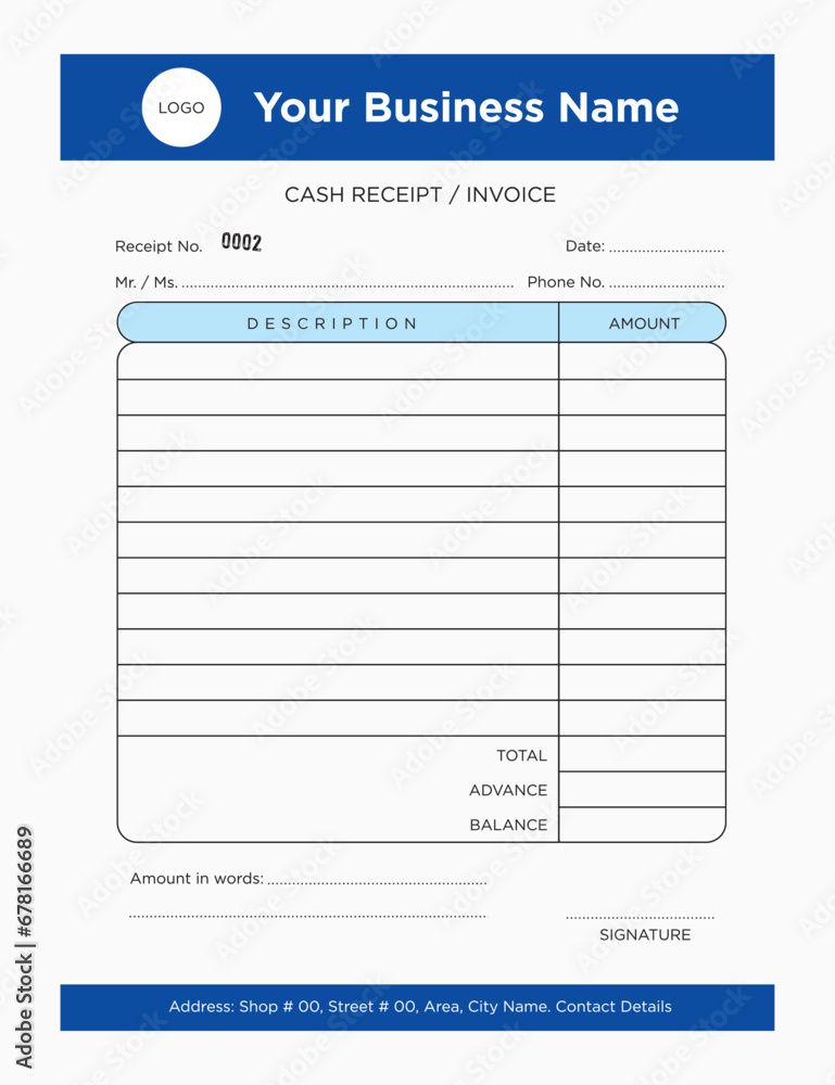 Cash Receipt Design Template, NCR Book Vector Template, Bill Book, Cash ...