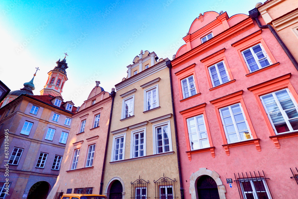 Warsaw, Poland, Europe - facades of townhouses, Kanonia Street, Kanonia ...