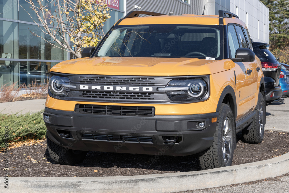 Ford Bronco display at a dealership. Ford offers the Bronco in Heritage ...
