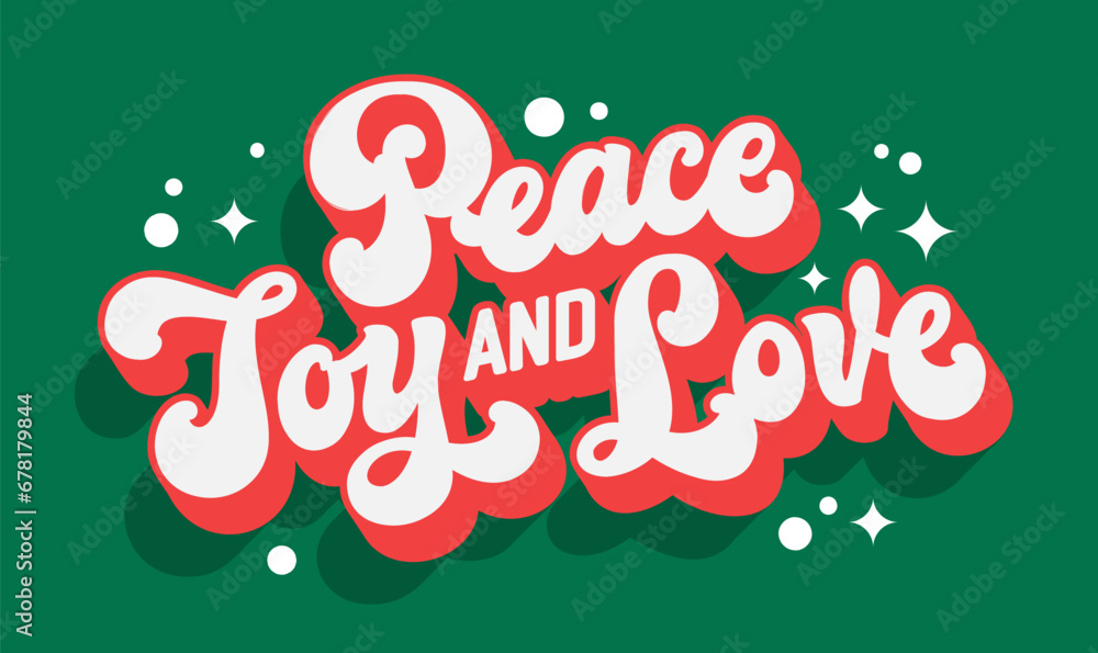 Peace, Joy and Love, festive modern script lettering template for ...