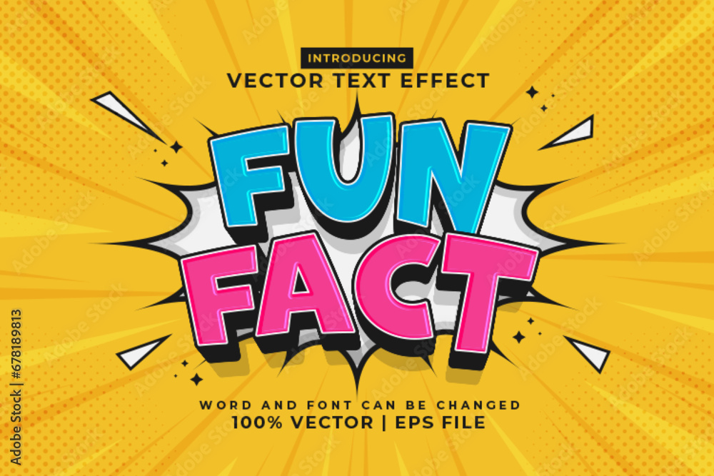 Editable text effect Fun Fact 3d Cartoon template style premium vector ...