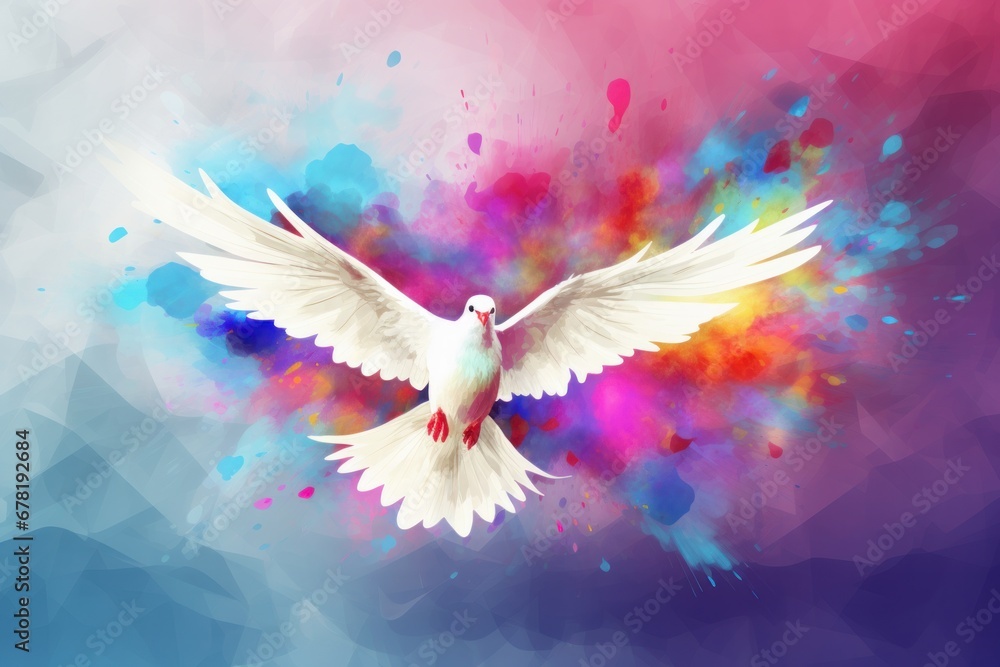 Abstract Painting Art Style of a White Dove. Symbolizes the Holy Spirit ...