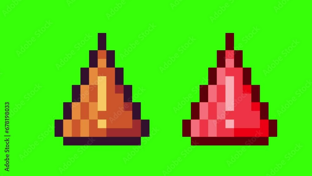 Green scren of pixel warning sign , Triangle warning sign slowly ...