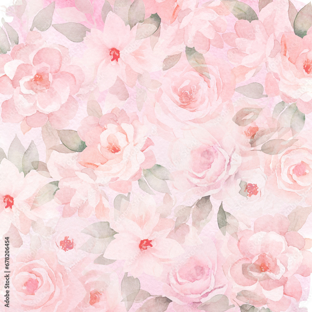 Watercolor digital floral scrapbook paper, Blush pink baby shower ...