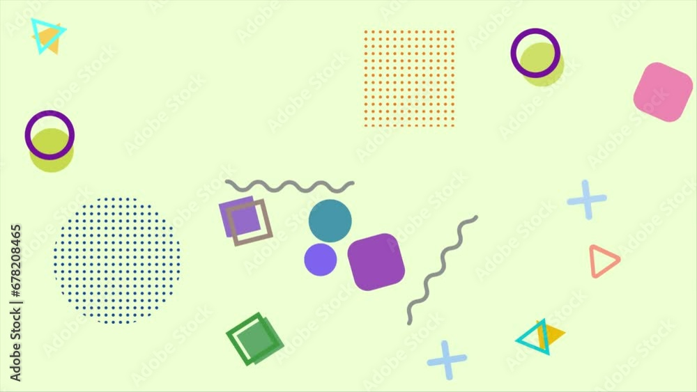 Animated background in Memphis style, looping motion design of ...