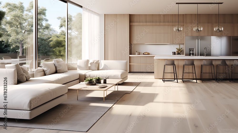 A modern minimalist home interior design with clean lines, sleek ...