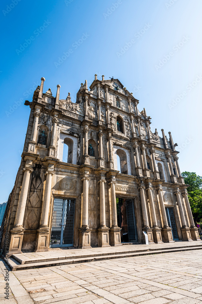 Macau- September 17, 2019: Tourists visit the Ruins facade of St.Paul's ...