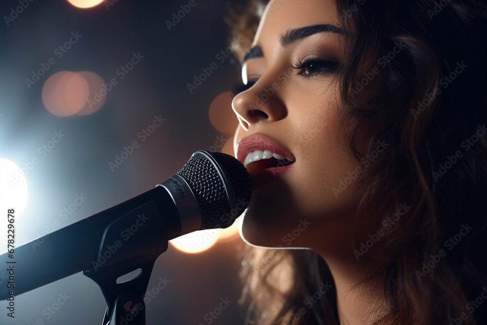 Generative ai modern technology portrait of person on stage using ...