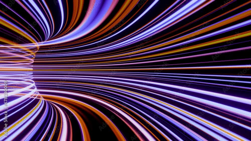 Seamless loop abstract light streaks effect animation. twisted light streaks effect. vortex ...