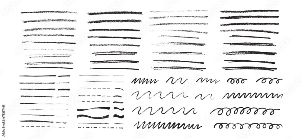 Underlining highlight pencil crayon hand draw lines set. Vector stock ...