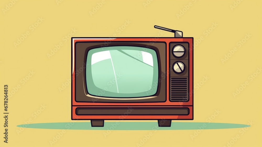 Classic old TV depicted in a simplistic cartoon illustration with a ...