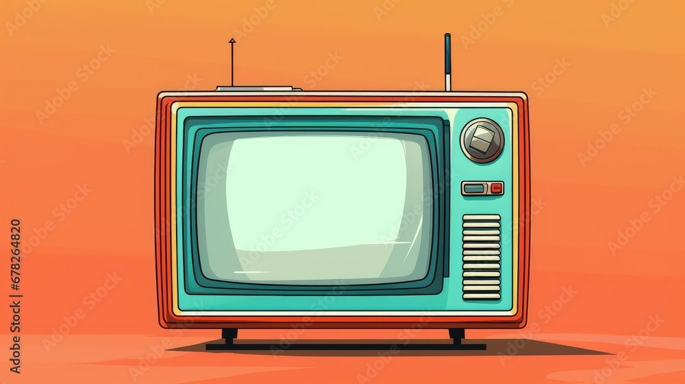 Classic old TV depicted in a simplistic cartoon illustration with a ...