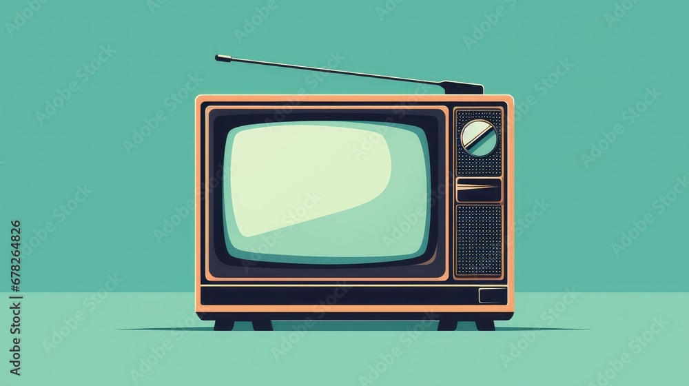 Classic old TV depicted in a simplistic cartoon illustration with a ...