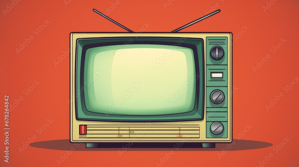 Classic old TV depicted in a simplistic cartoon illustration with a ...