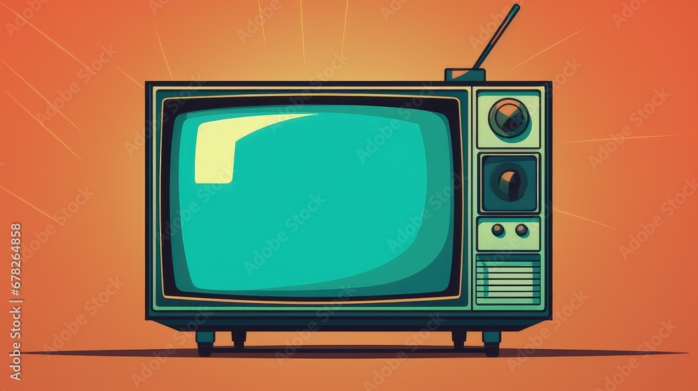 Classic old TV depicted in a simplistic cartoon illustration with a ...