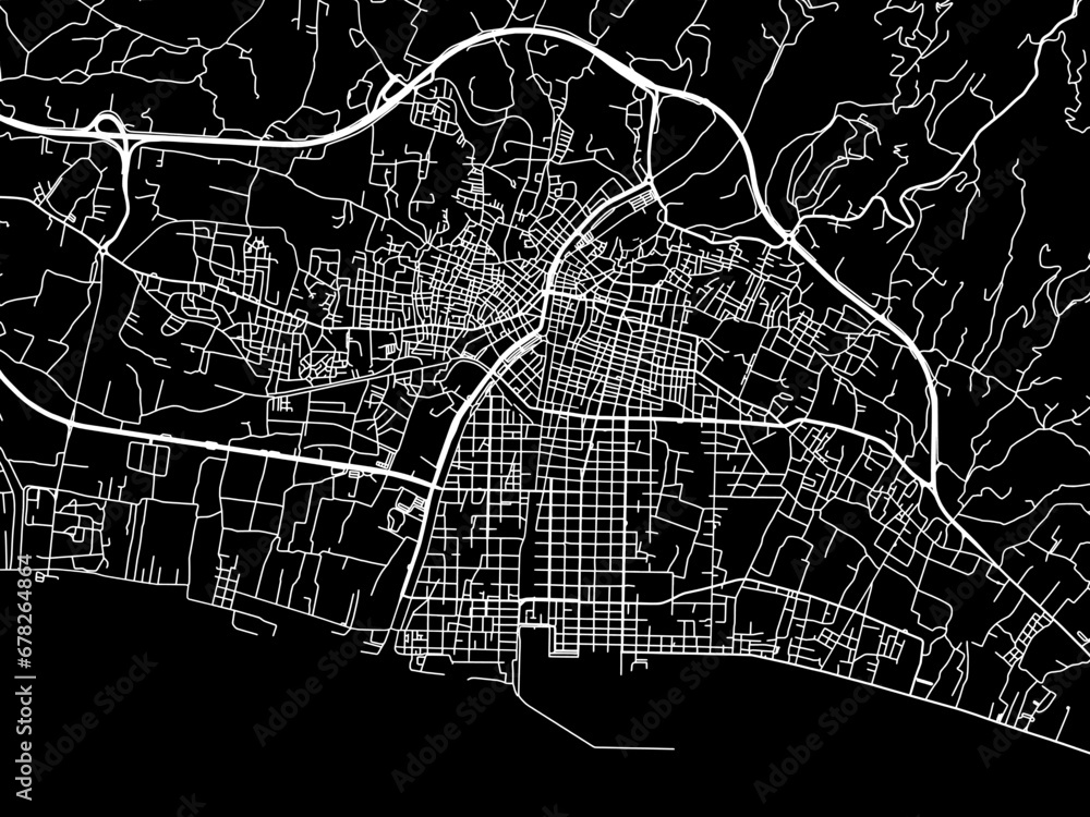 Vector road map of the city of Kalamata in Greece with white roads on a ...